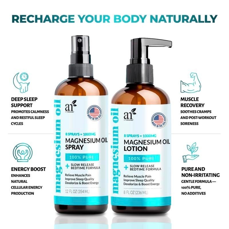 Semburan Minyak Magnesium ArtNaturals 12 oz + Set Losyen Urut Badan 8oz ...