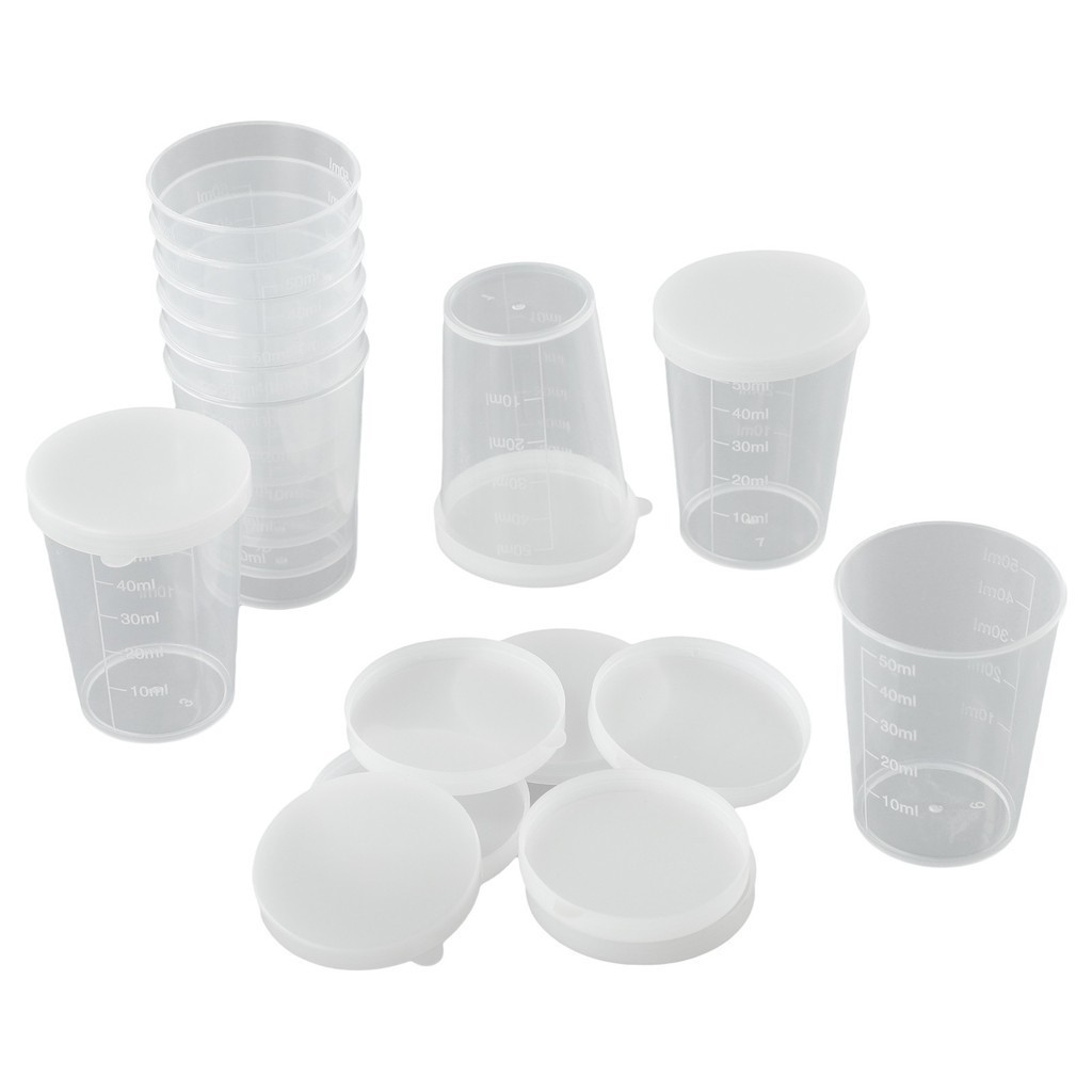 (Mulitibuy) 10PCS Measuring Cup With Lid Transparent Plastic Graduated ...