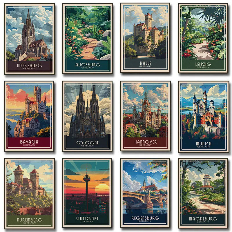 Jerman perjalanan tarikan seni bina mencetak dan poster ruang tamu ...