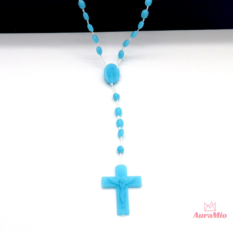 [AuraMio] Luminous Catholic Christ Jesus Cross Plastic Rosary Crucifix ...