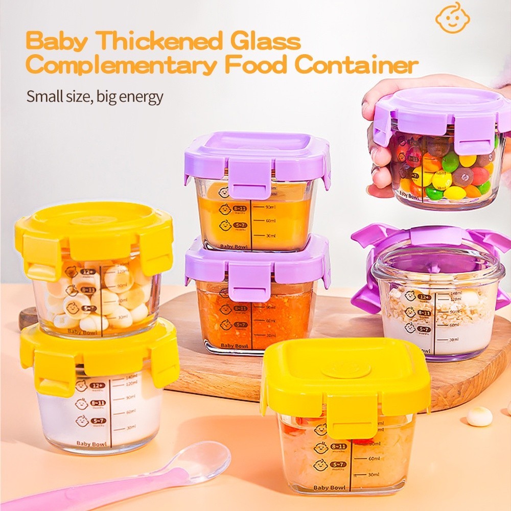 Portable Baby Glass Food Box Baby Food Storage Microwave Airtight ...