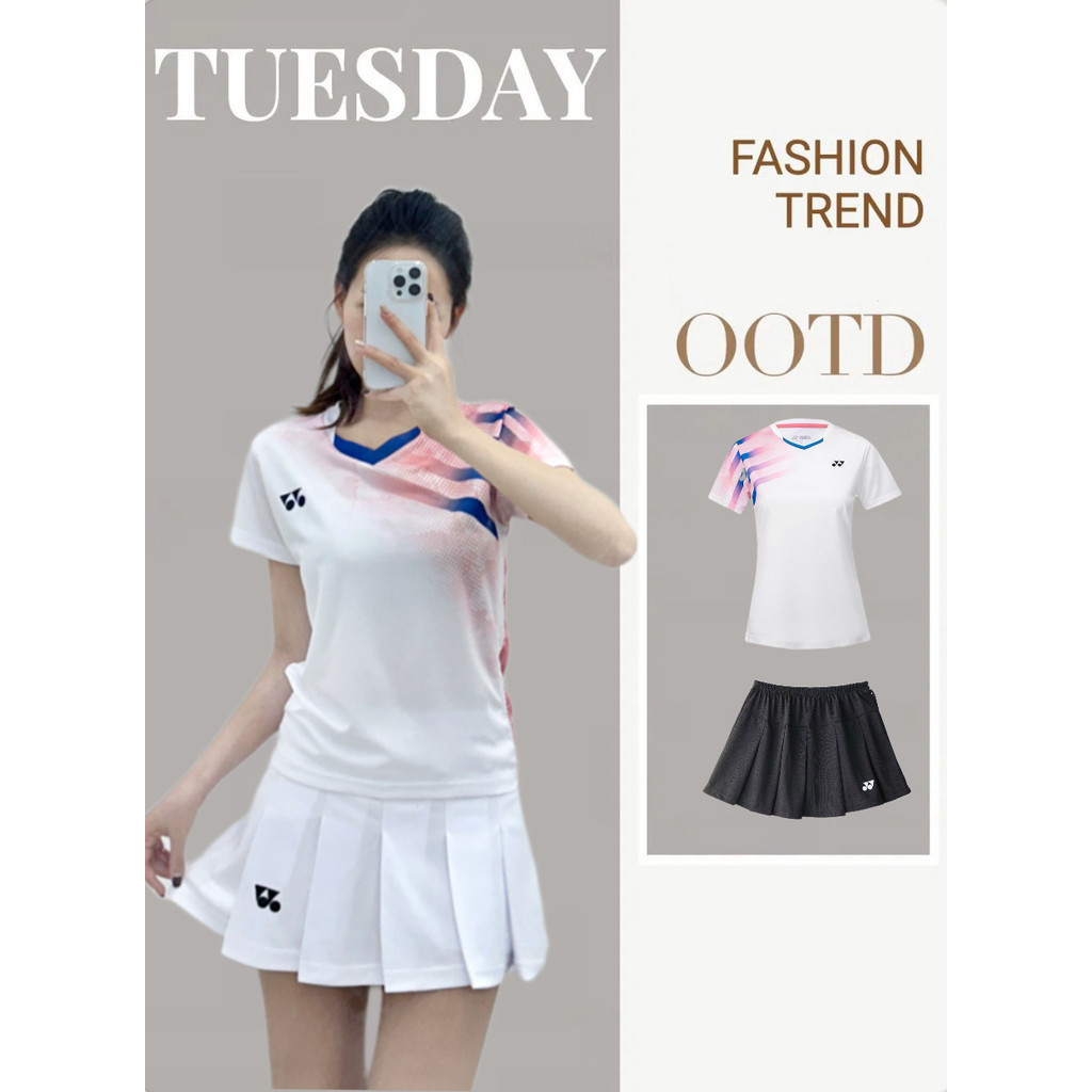 2024 New Badminton Suit Men's and Women's Set Yy Short Sleeved Tennis ...