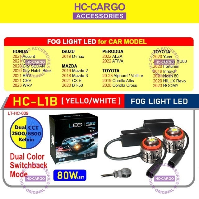 Dual Color L1B Car LED Fog Light 80W 20000LM With Fan White Golden ...