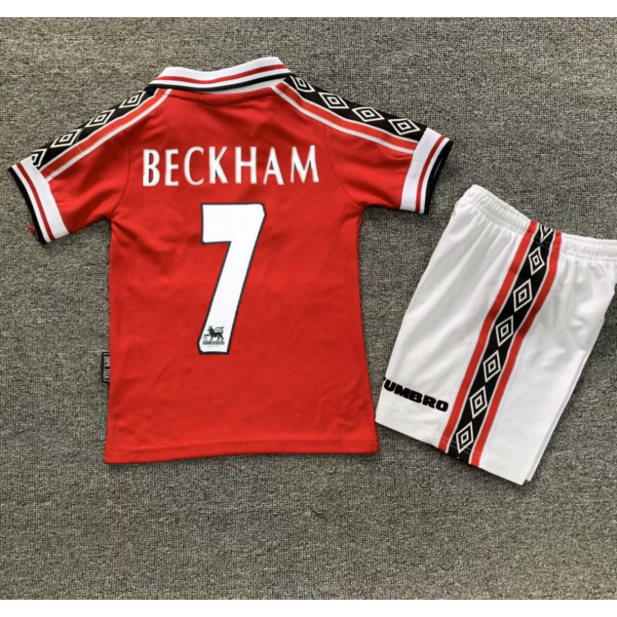 Retro 98 99 BECKHAM GIGGS Kids Kit Manchester United Soccer Jersey ...