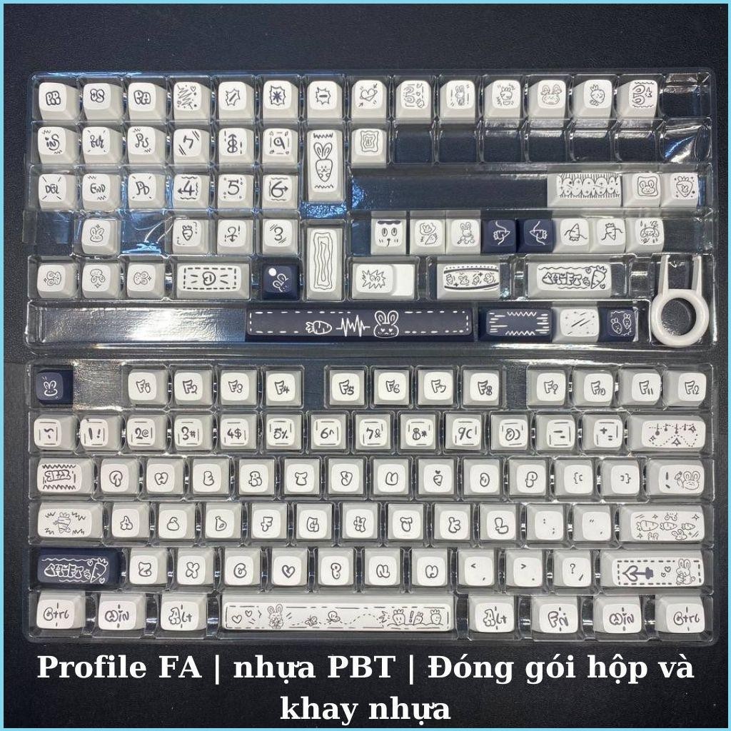 RUN Black rabbit keycap PBT plastic FA profile mechanical keyboard ...