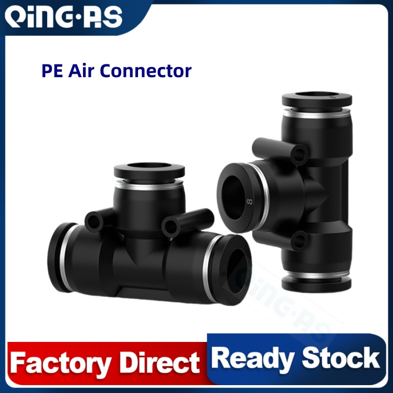 Pneumatic Trachea Connector Plastic Quick Plug Quick Connector T-Type Tee PE-4/6/8/10/12/14/16mm ...