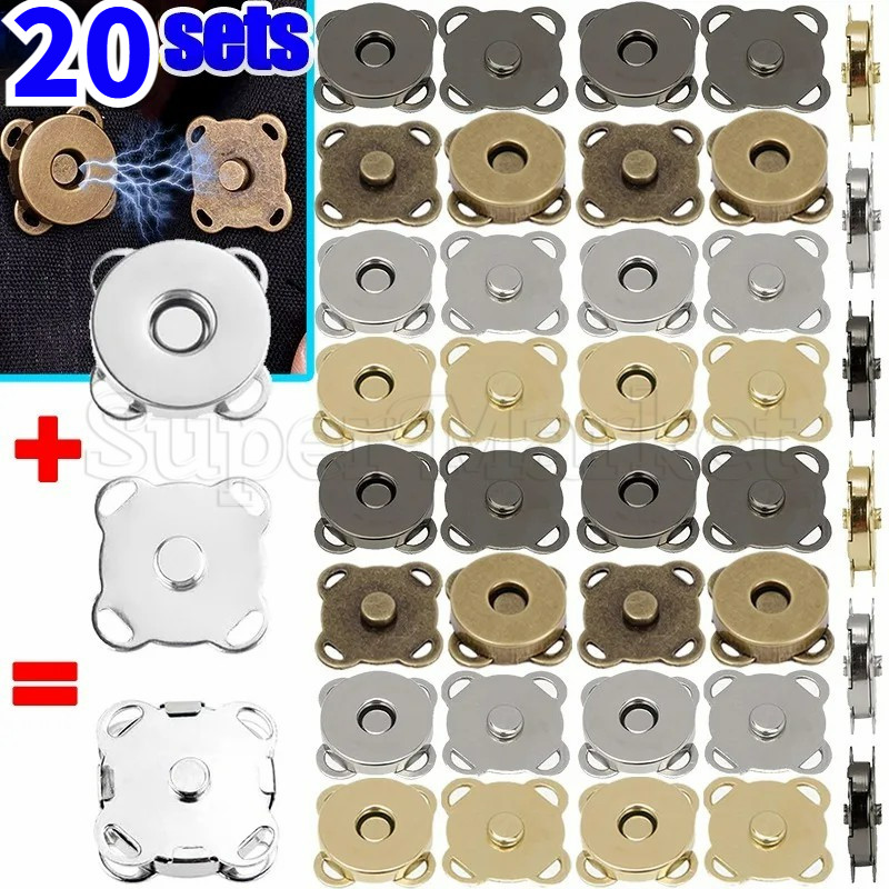 20/5 Sets Magnet Snaps Button - Clothes Bags Fasteners - 5 Colors ...