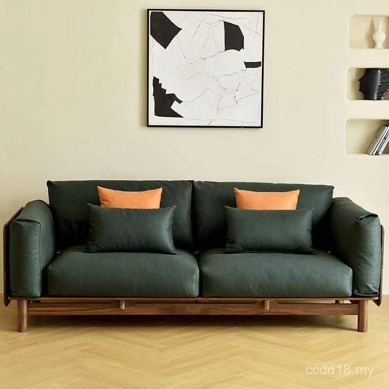 Sofa kayu buah walnut hitam Amerika Utara, ruang tamu moden yang ...