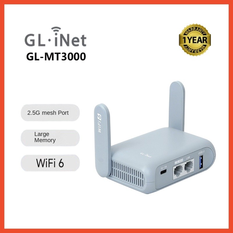 GL.iNet GL-MT3000 (Beryl AX) Portable WiFi 6 Gigabit Router for Home ...