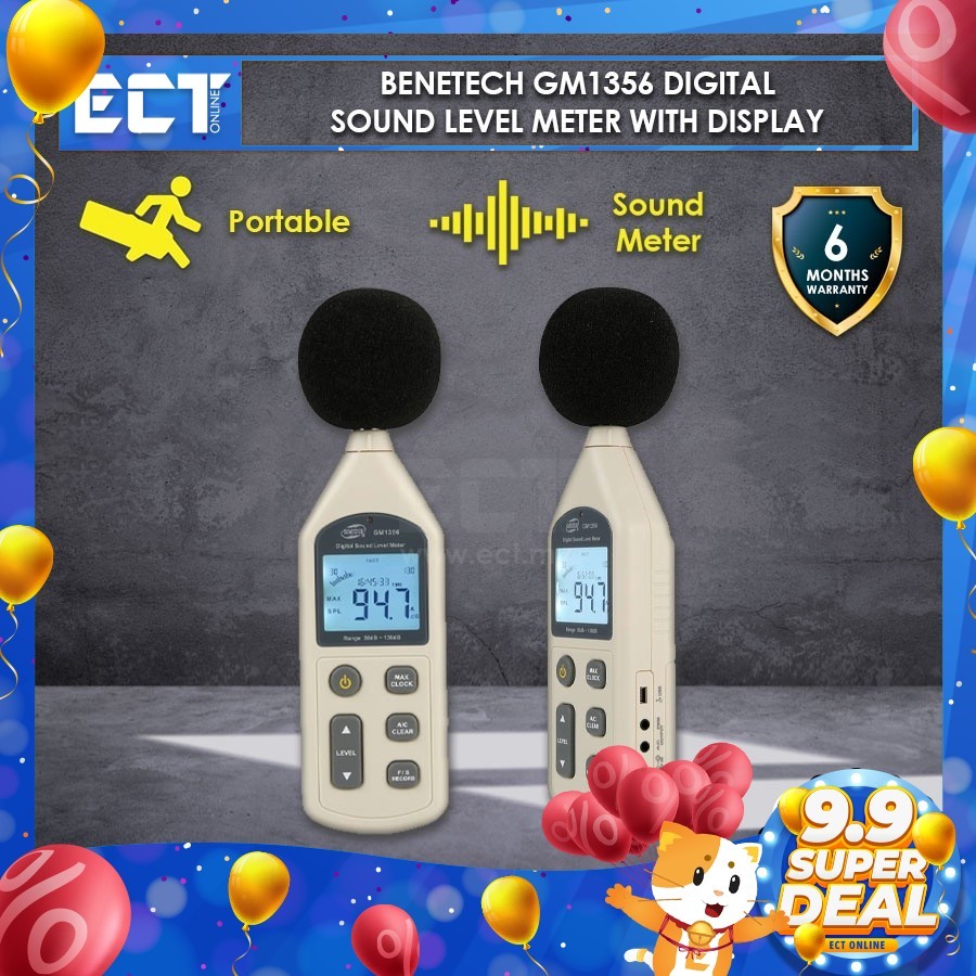 Benetech GM1356 Digital Sound Level Meter with Display (30dBA~130dBA ...