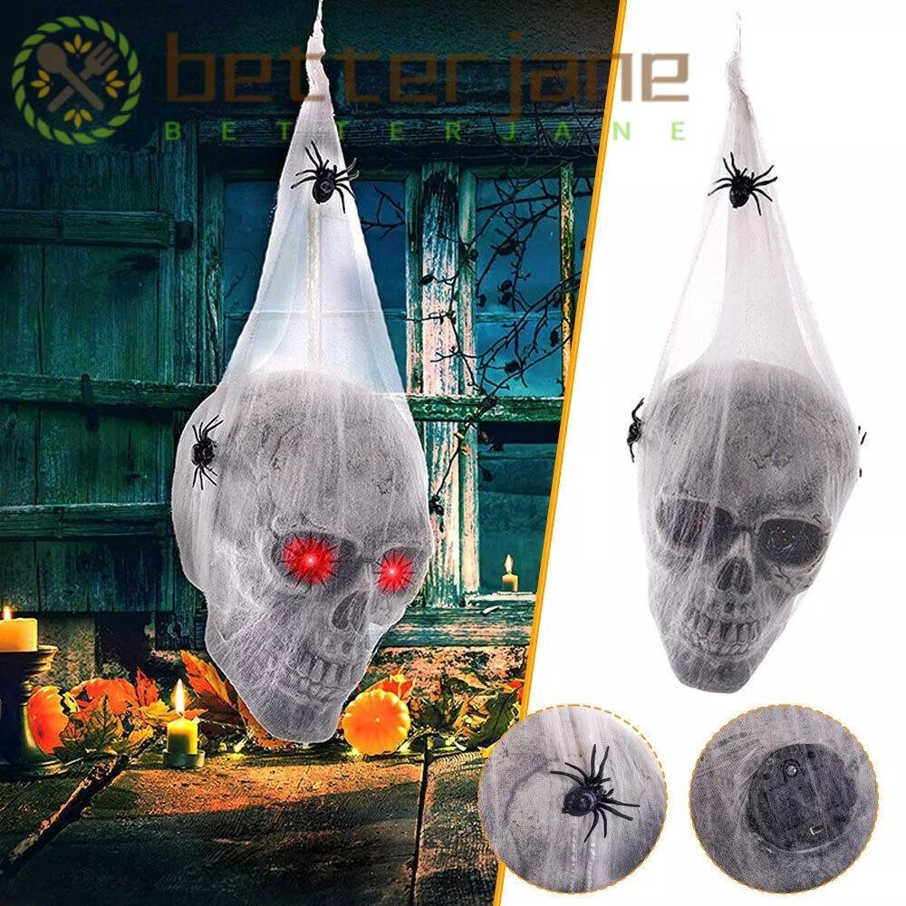 BETTER-JANE LED Red Eyes Spider Ghost, Halloween Spider Cotton Skeleton ...