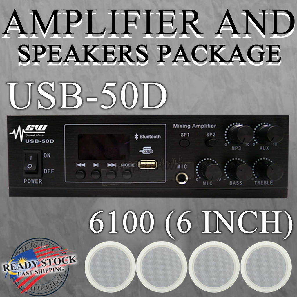 [1 SET] BLUETOOTH 50W PUBLIC ADDRESS AMPLIFIER USB-50D + 6” WOOFER ...
