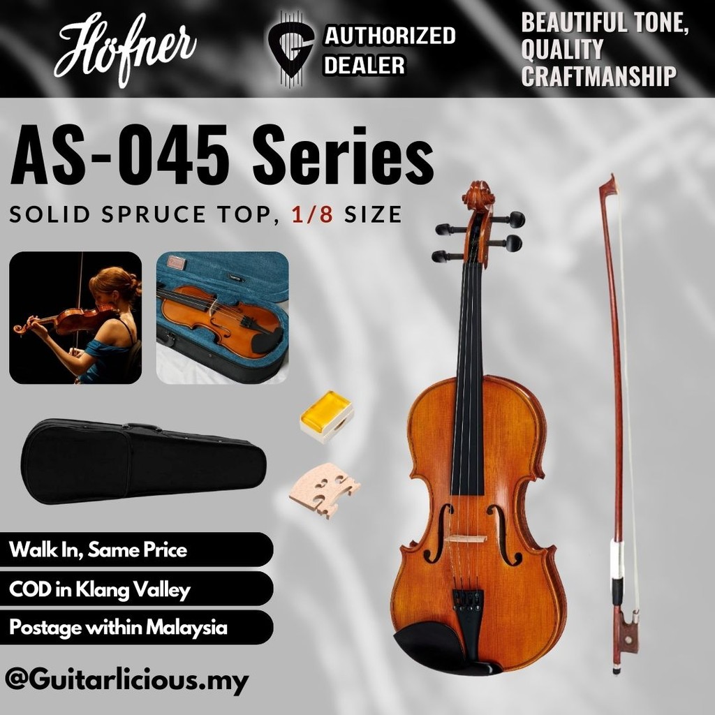 Hofner AS045 Solid Spruce Top Violin with Case - Size 1/8 ( AS045 / AS ...