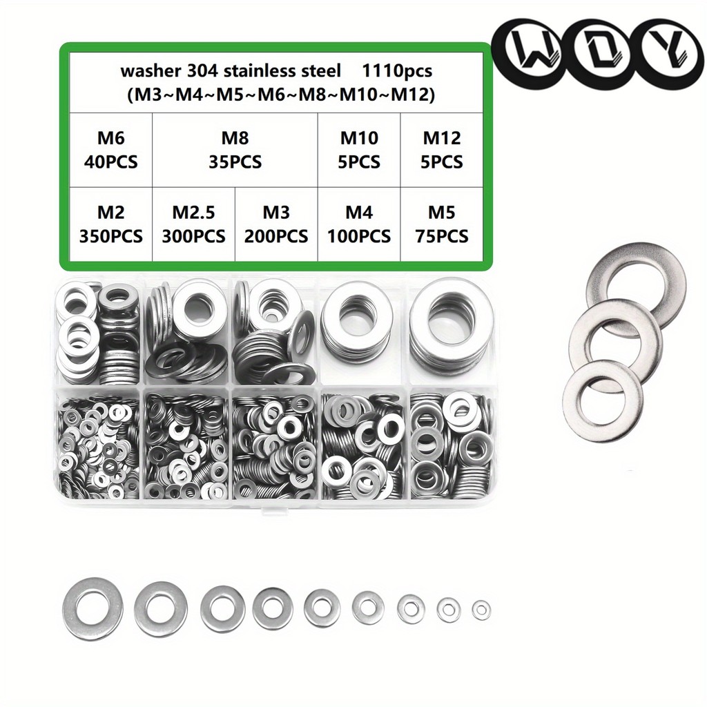 Flat Washer, Fender Washer Kit, Screw Washer (M2 M2.5 M3 M4 M5 M6 M8 ...