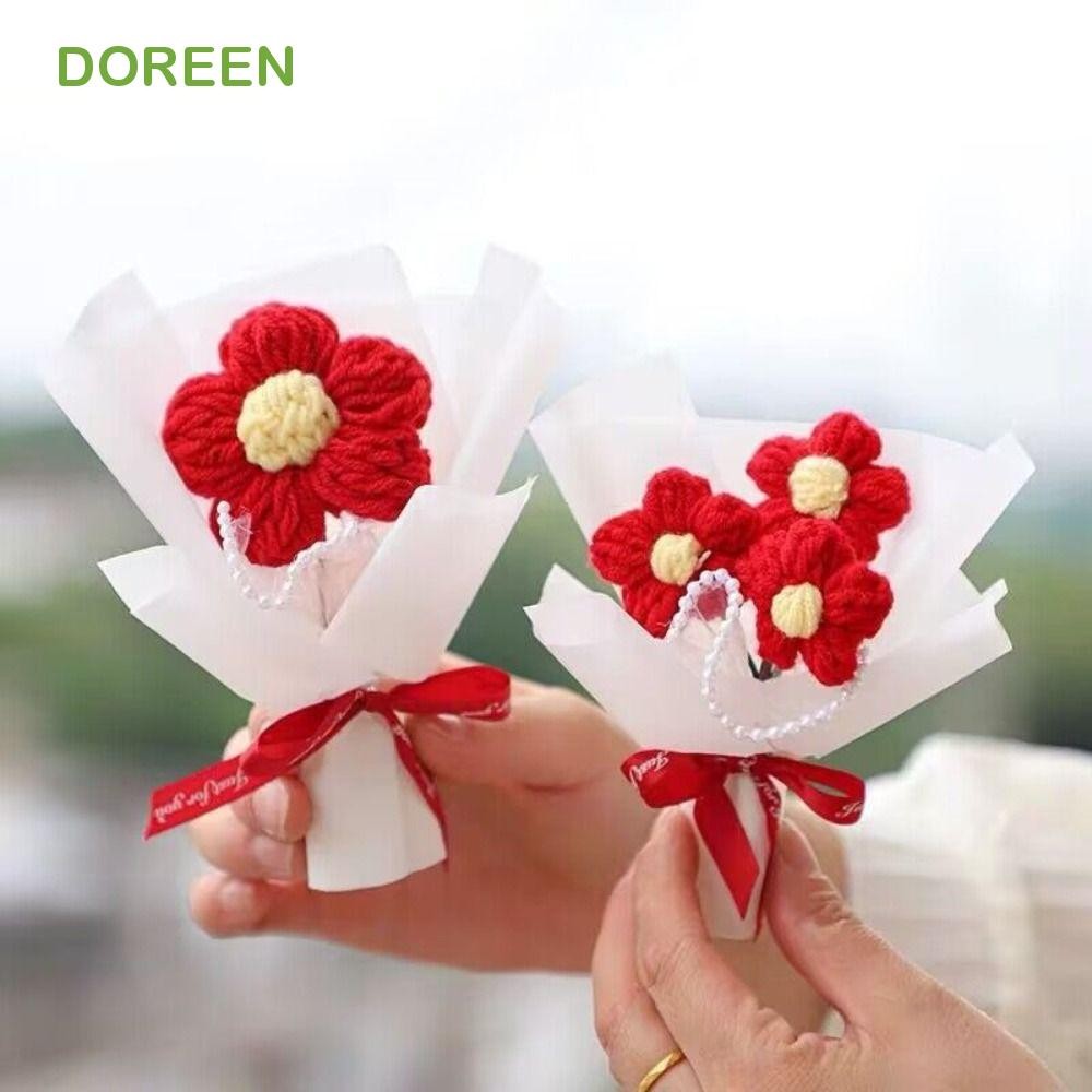 DOREEN Crochet Flower Bouquet, Creative Artificial Knitted Flower ...