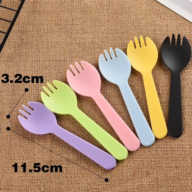 JOY Disposable Colourful Fork 1pcs Plastic Dessert Cake Fork Cake Spoon ...