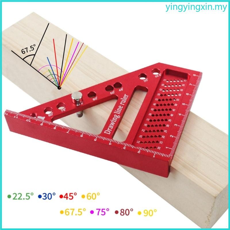 YIN Square Ruler 22 5-90 Degree Protractor Engineer Carpenter Miter ...