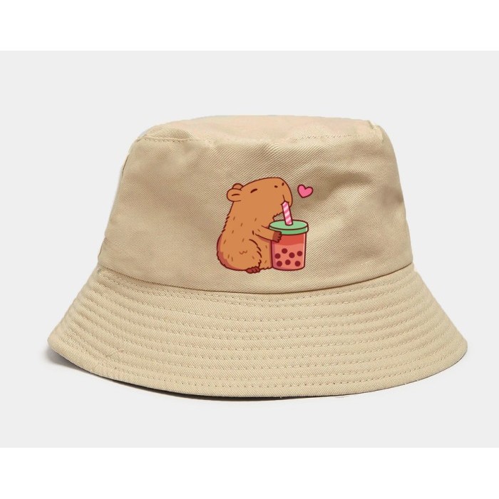 Capybara Bubble Tea Capyboba Bucket Hat | Shopee Malaysia
