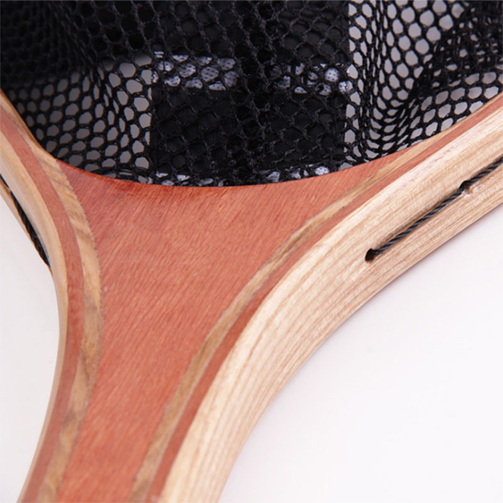 Wooden Handle Fishing Landing Net Soft Rubber Mesh Trout Catch and ...