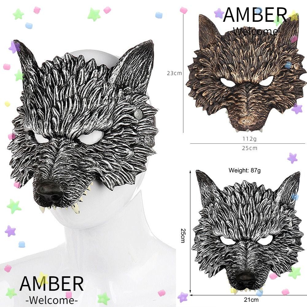 AMBER1 Wolf Head , Realistic Costume Prop Werewolf , Mysterious Soft PU ...