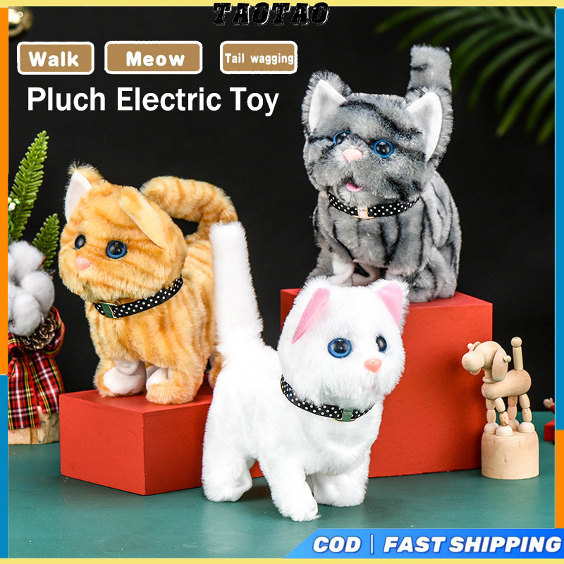 Movable Cat Stuffed Toy Electric Plush Toy Cat Can Sound and Walk ...
