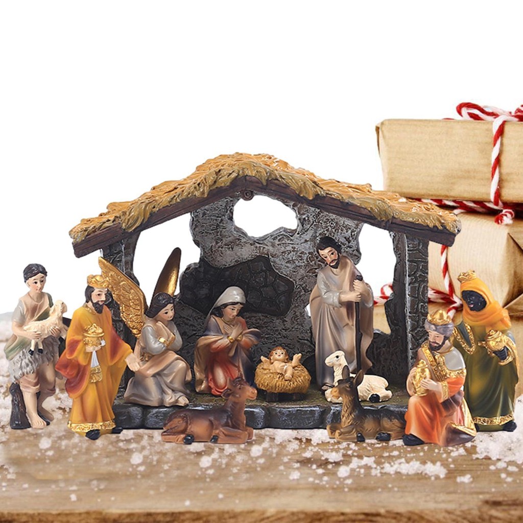 12pcs/set Nativity Tabletop Scenes Set Resin Crafts Statue for Home ...