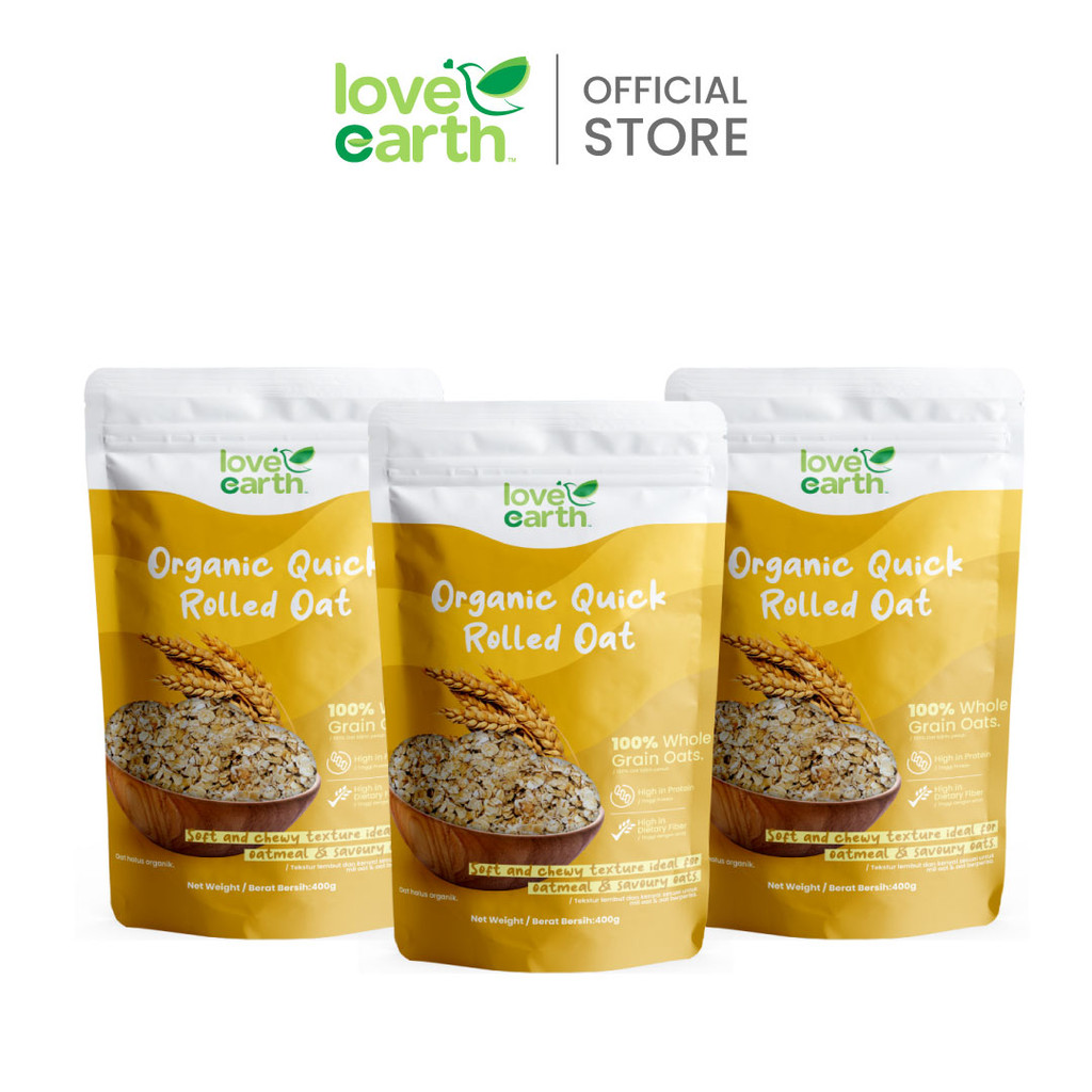 Value Pack Love Earth Organic Quick Rolled Oat 400g x 3 | Shopee Malaysia