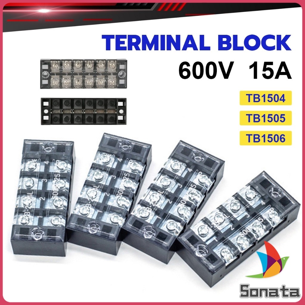 Sonata 15A Molded Terminal Block TB1504 TB1505 TB1506 600V Dual Row ...
