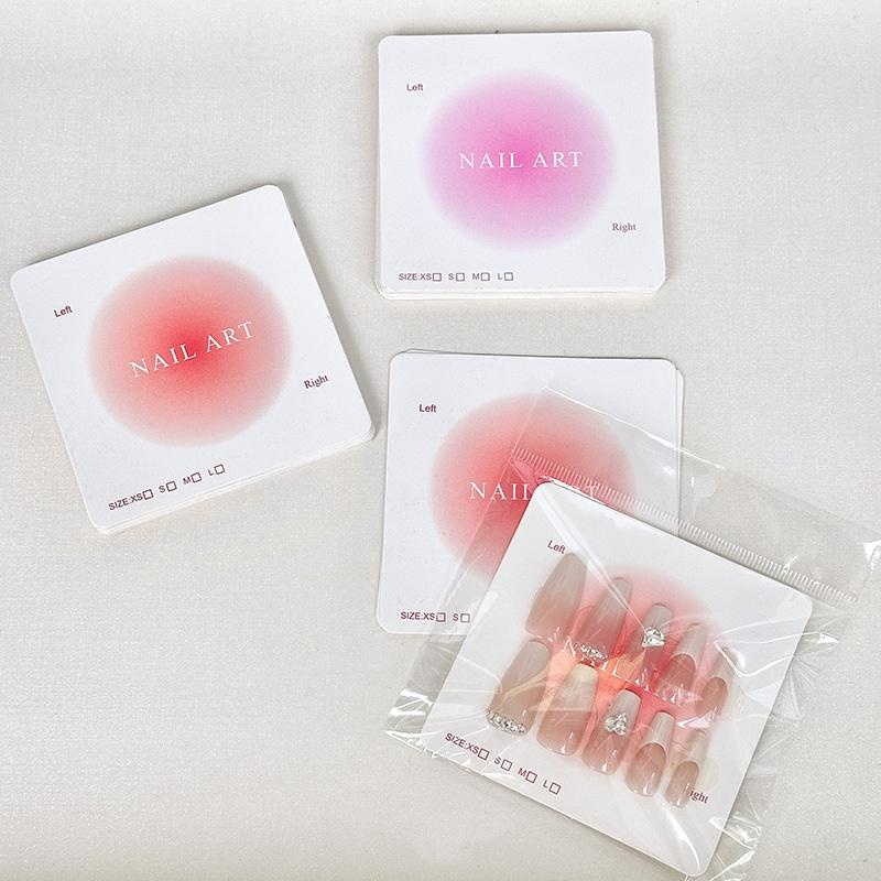 CL> 100PCS Press-On Nail Packaging Display Handmade False Nail Design ...