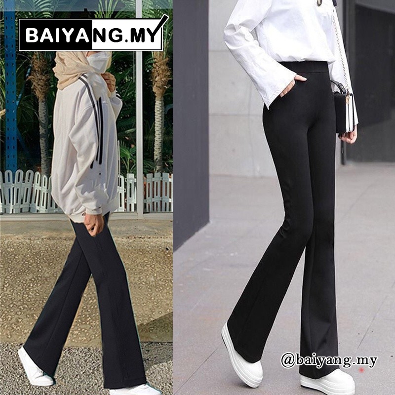 Plus Size S-3XL Bootcut Long Pants Women High Waist Flare Korean Style ...