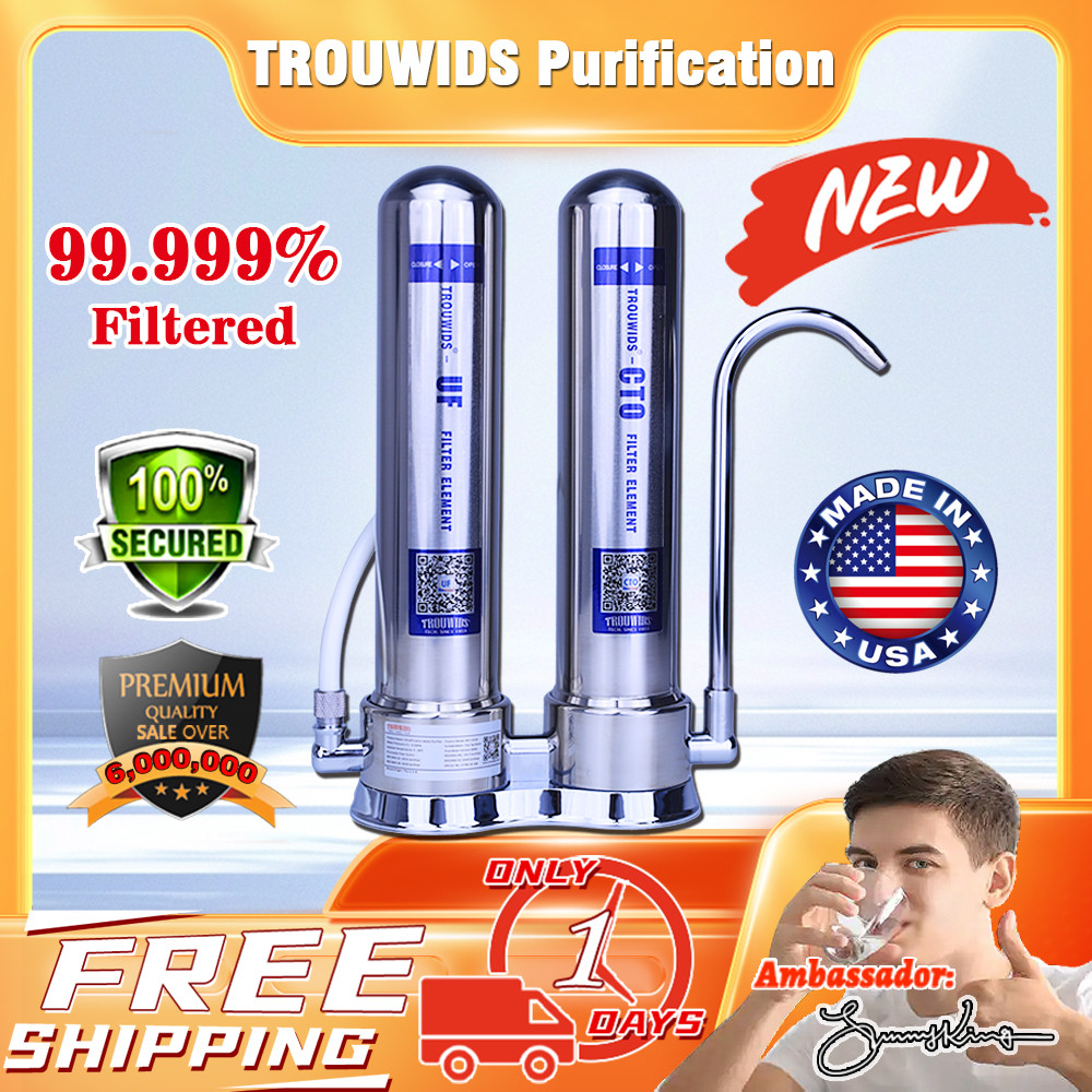 TROUWIDS Water Filter Indoor 304 Stainless Steel Tap 2 Stage Penapis ...