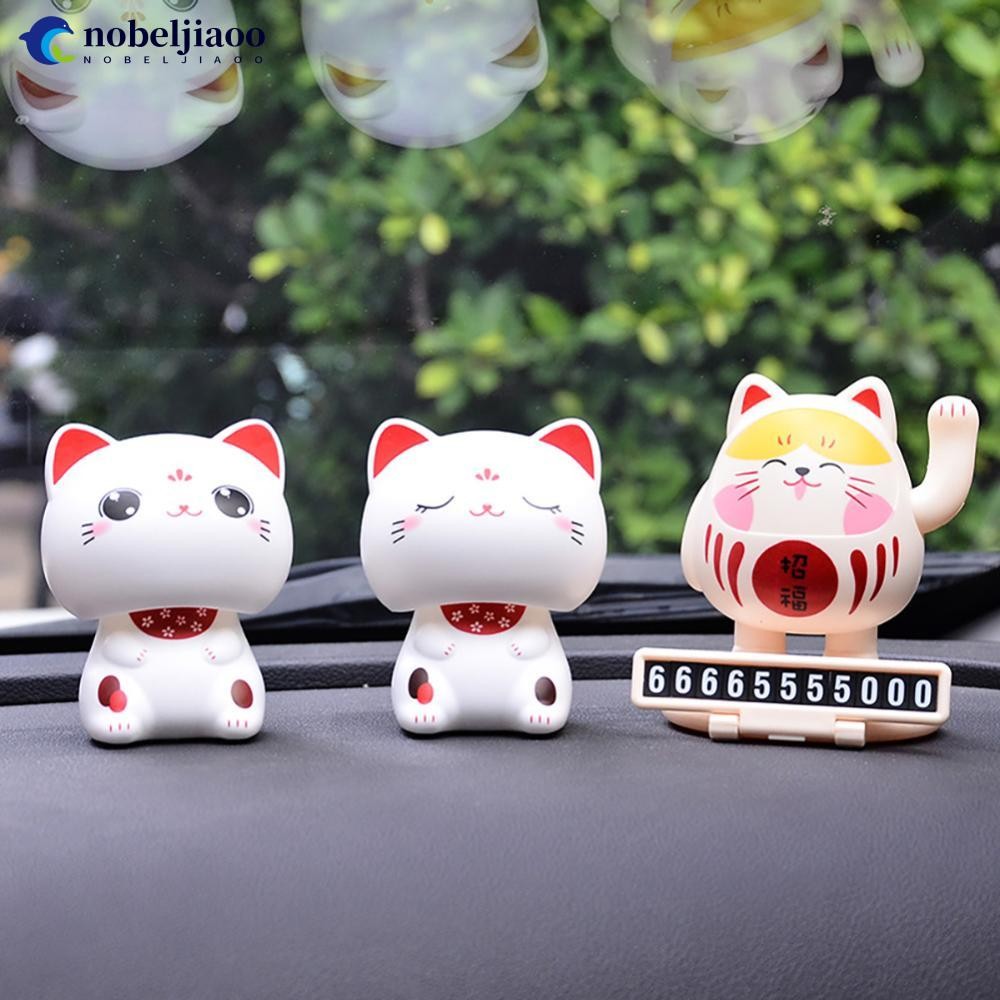 NOBELJIAOO Cute Nod Head Solar Powered Lucky Fortune Cat Wealth Waving ...