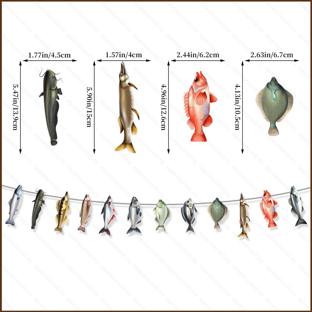 SQ2 Fishing Themed Decoration Party Small dried fish Banner Balloon ...