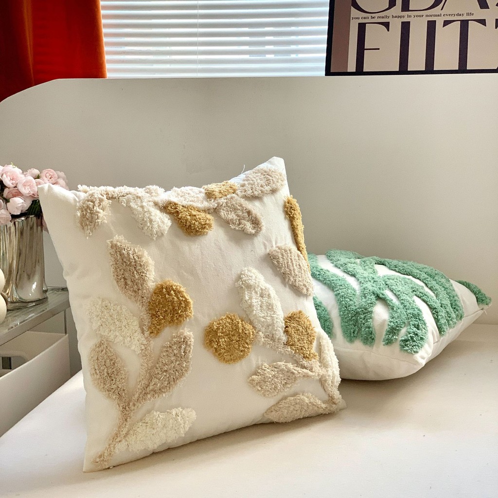 Clustered Canvas Embroidered Pillowcase Bohemian Sofa Tassel Cushion ...