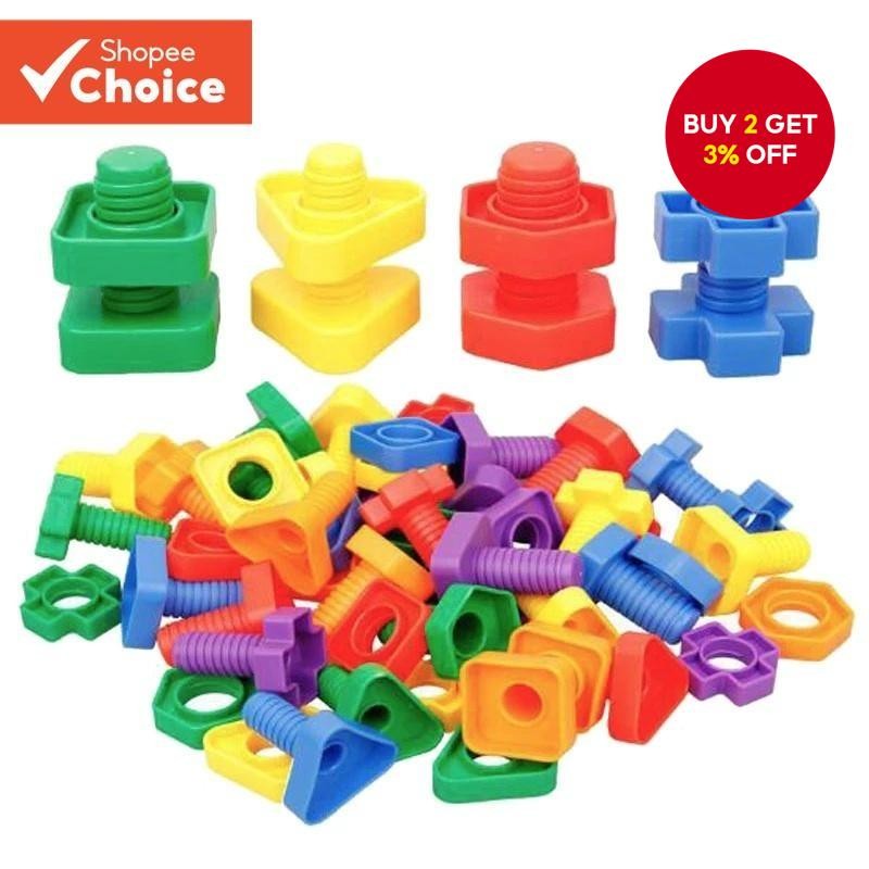 5 Set Screw Building Blocks Plastic Insert Blocks Nut Shape Toys for ...