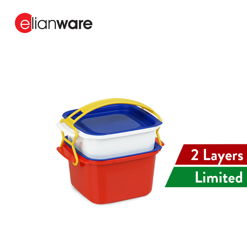 Elianware 2 Layer Tier Microwaveable BPA Free Square Tiffin Food ...