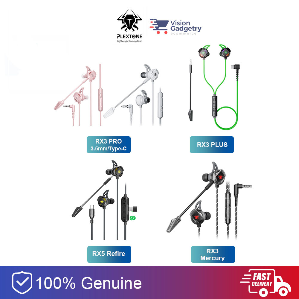 Plextone Xmowi RX5 RX3 Plus Pro Cyberpunk Mercury Gaming Earphone Headset In-ear Earbud ...