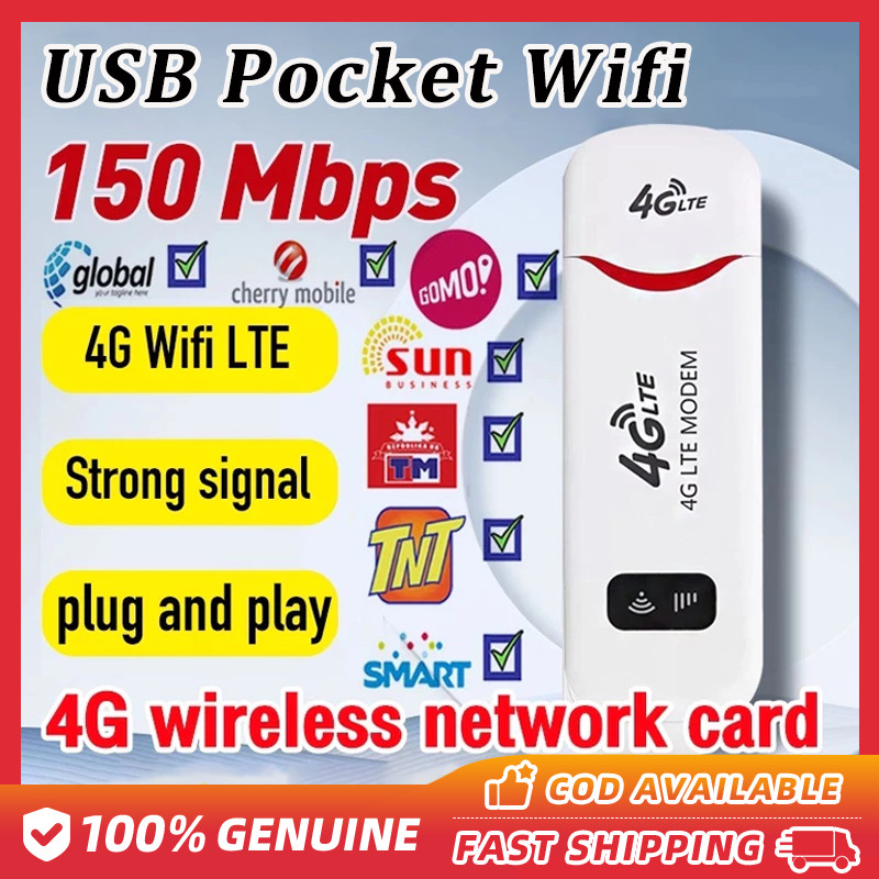 150Mbps USB Modem WiFi Dongle Wireless LTE WiFi Router with 4G SIM Card Mobile Hotspot ...