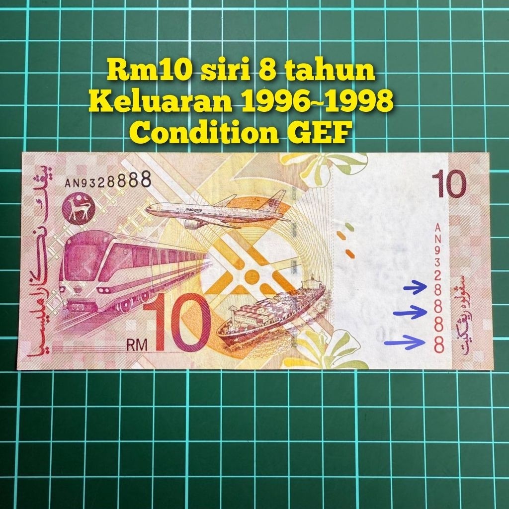 (A237) rm10 siri 8 duit lama duit kertas lama Rm10 lama mata wang lama jual beli duit lama ...