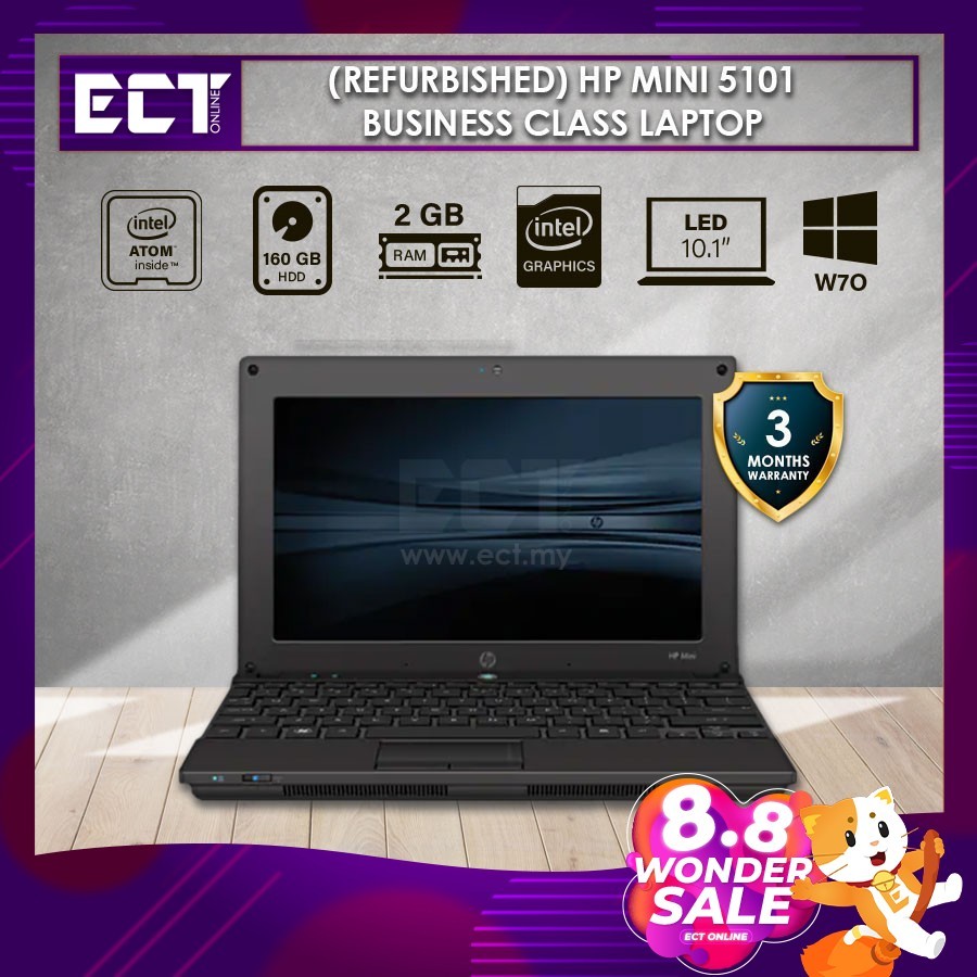 (Refurbished) HP Mini 5101 Business Class Laptop (Intel N280 1.66Ghz ...