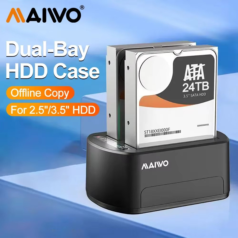 MAIWO Dual-bay Hard Drive Enclosure for 2.5/3.5 Inch HDD SSD SATA to ...