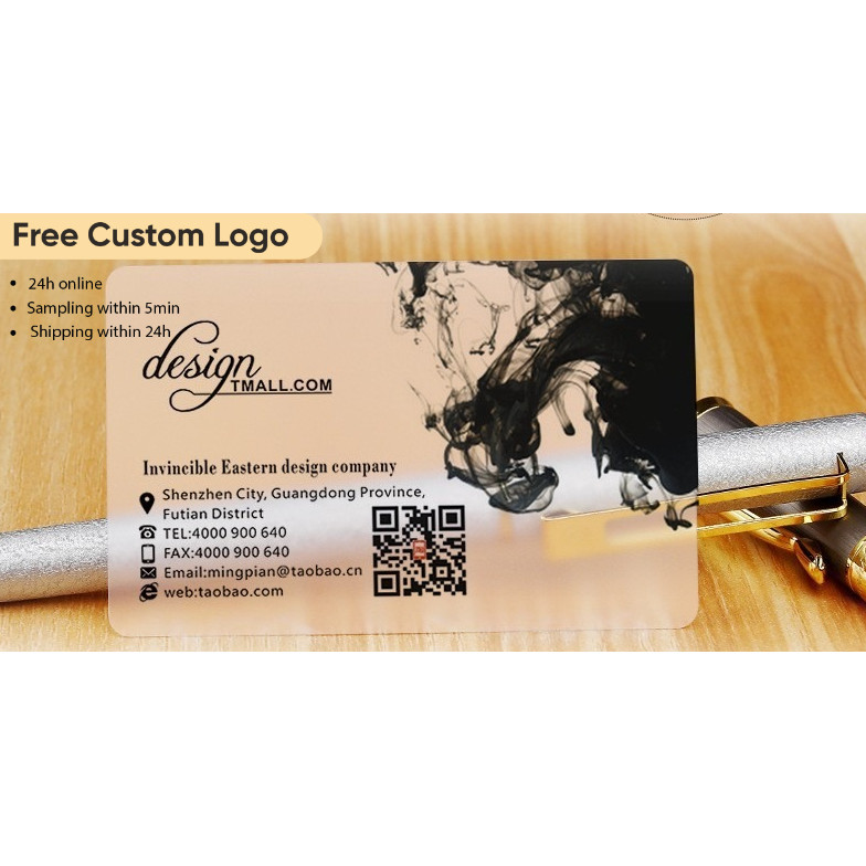 Free custom logo PVC transparent business card color printing plastic ...