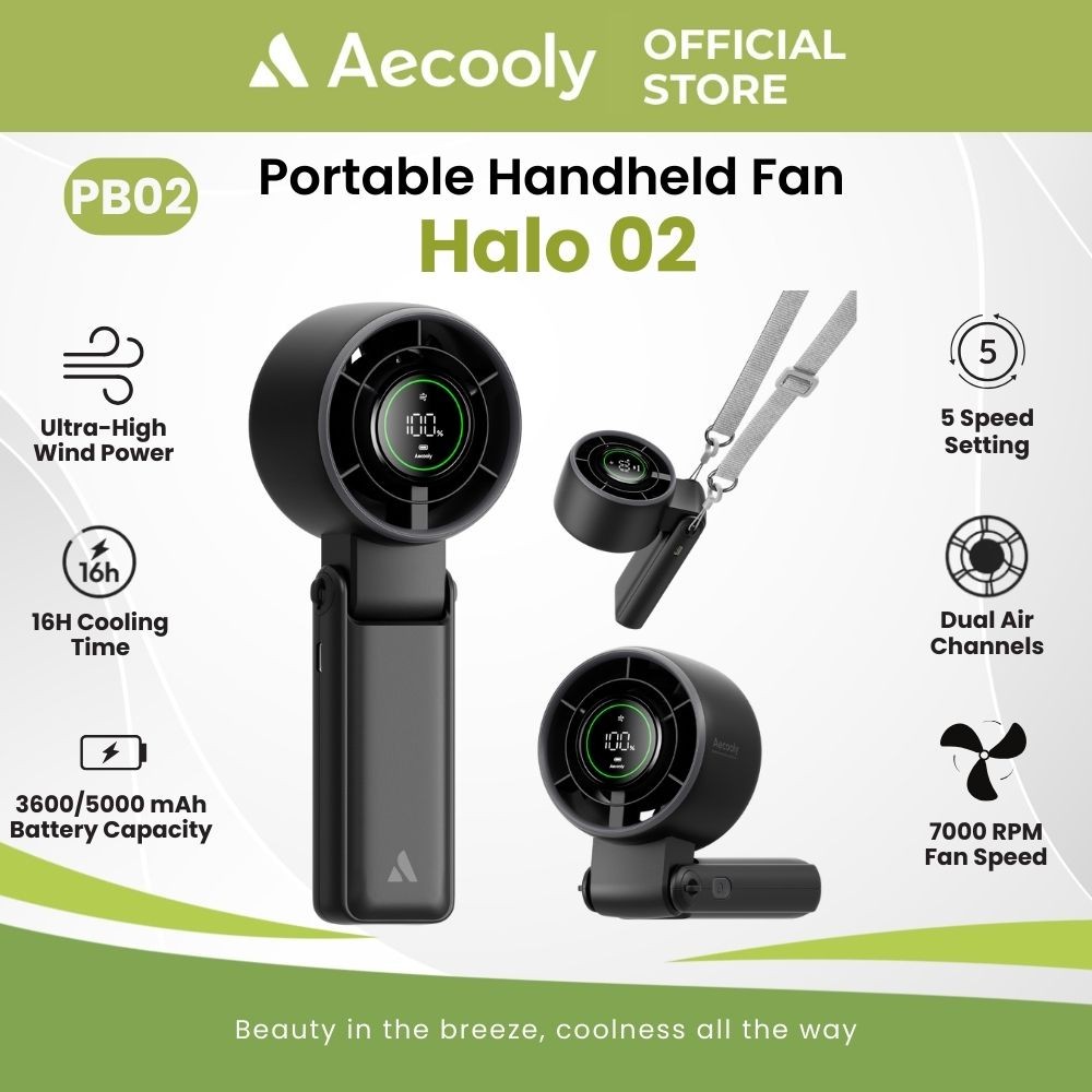 Aecooly Halo 02 Portable Dual Air Channels Handheld Fan | Shopee Malaysia