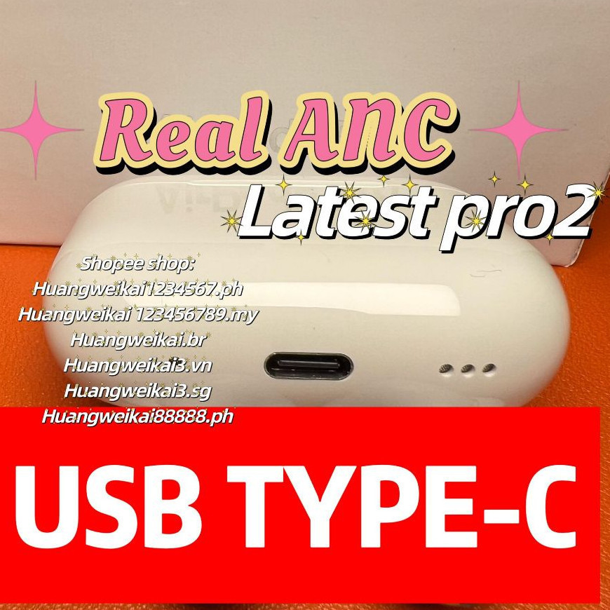TYPE-C Prooo 2 ANC Real Gen 3 Rename GPS Wireless Bluetooth Earbuds Headphones TWS Super Bass ...