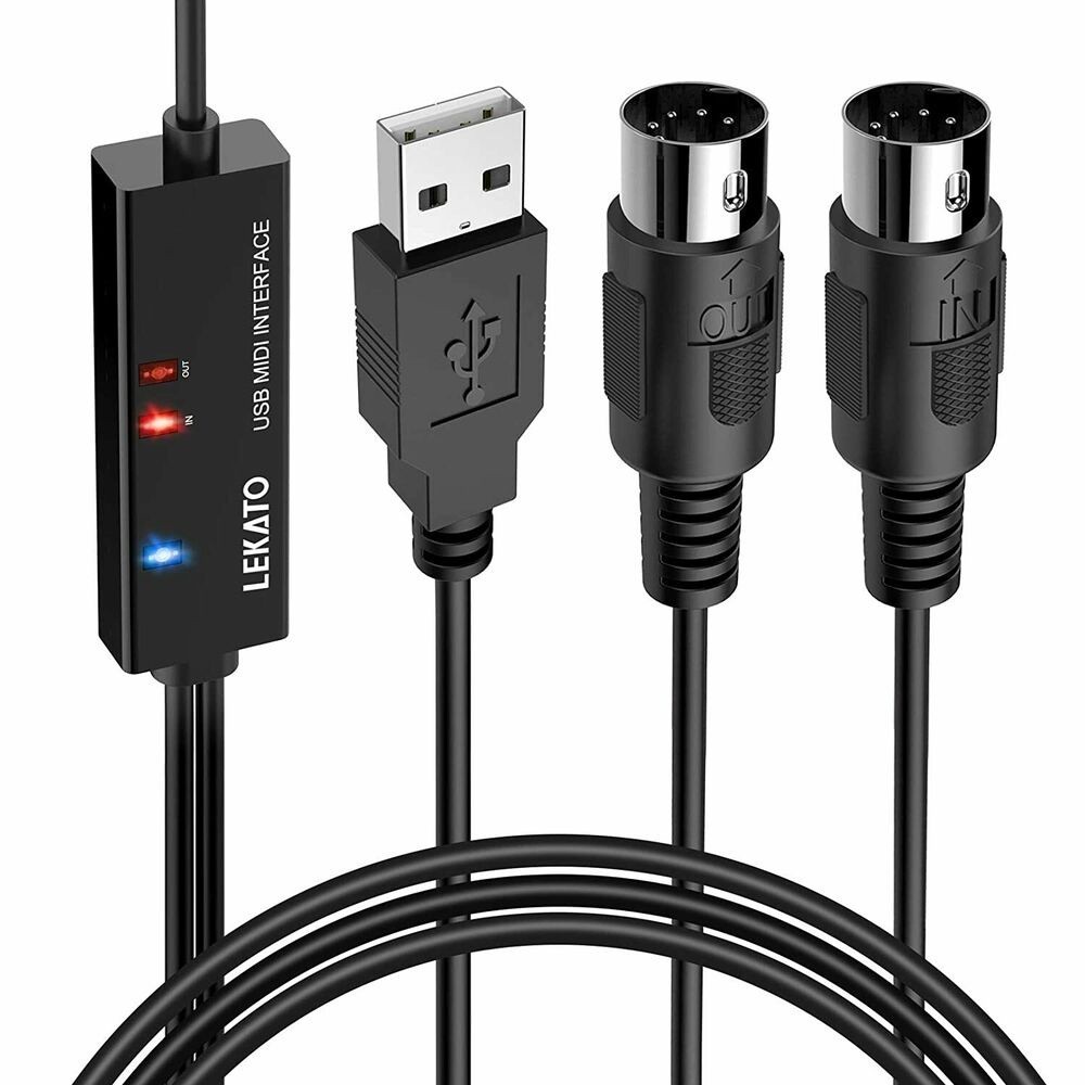 Lekato Usb To Midi Interface Cable Adapter With Input & Output ...