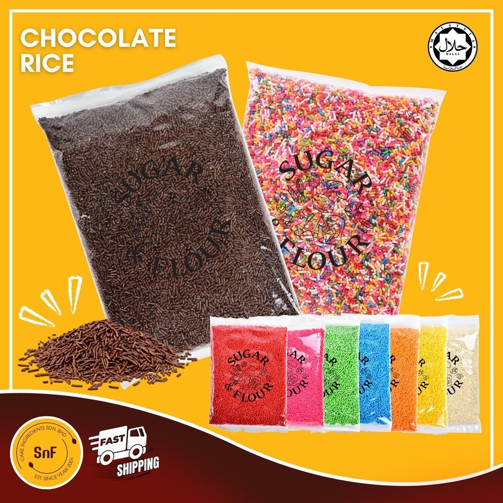 Colour Rice Coklat Rice Hiasan Kek Sprinkle Chocolate Rice Topping ...