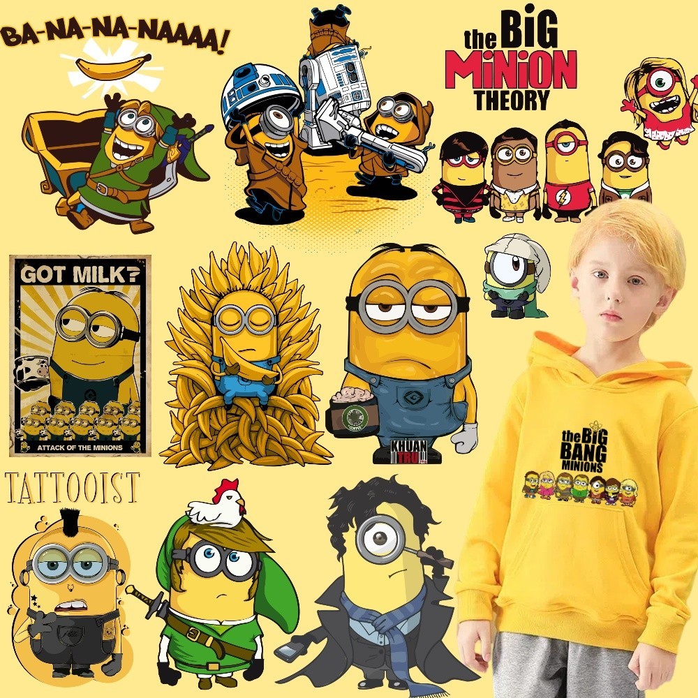 Minions Cartoon Print Sticker Minions Cosplay Heat Transfer Printing ...