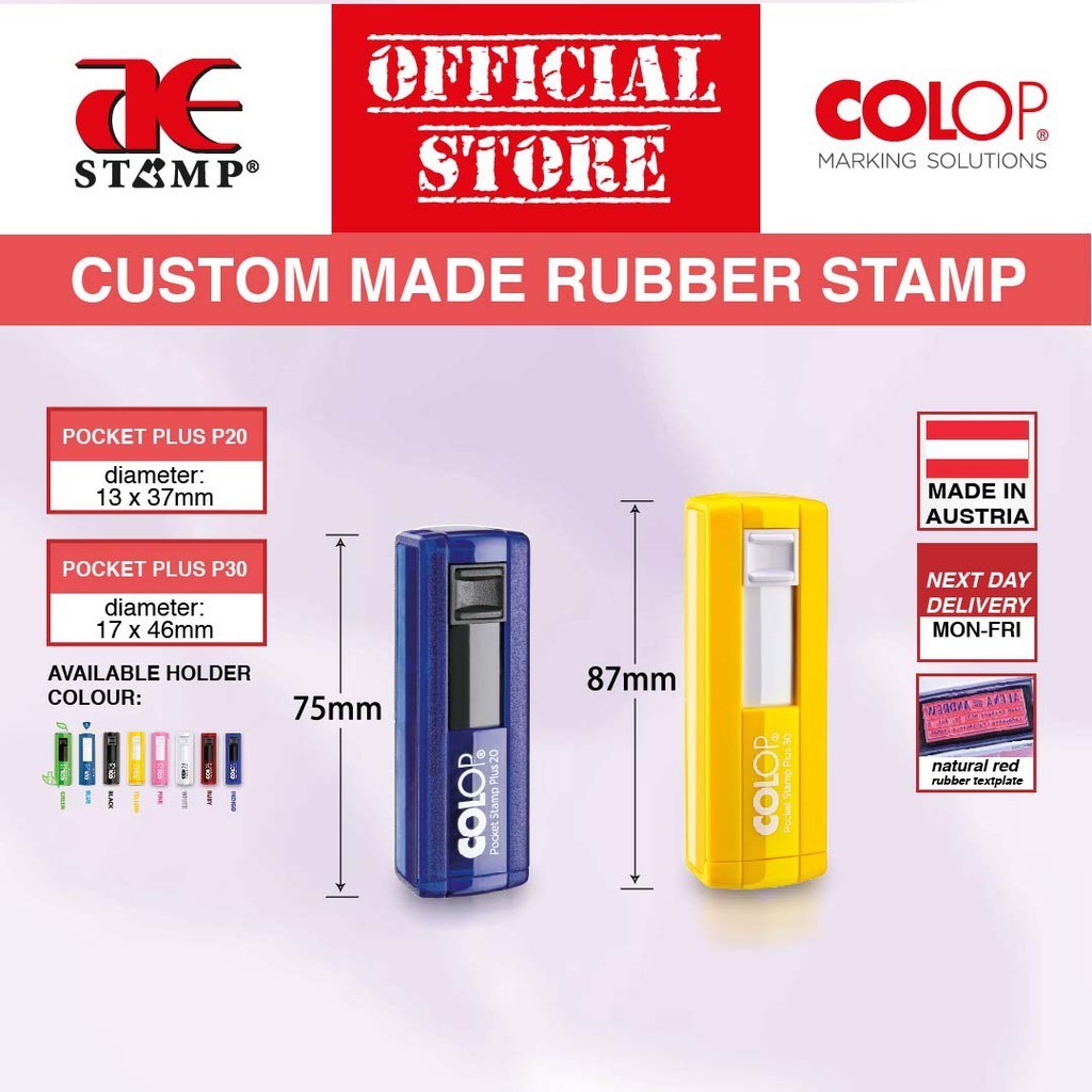 Custom Made COLOP Pocket Plus 20 & Pocket Plus 30 |Self-Inking Rubber Stamp cop nama stamp colop ...