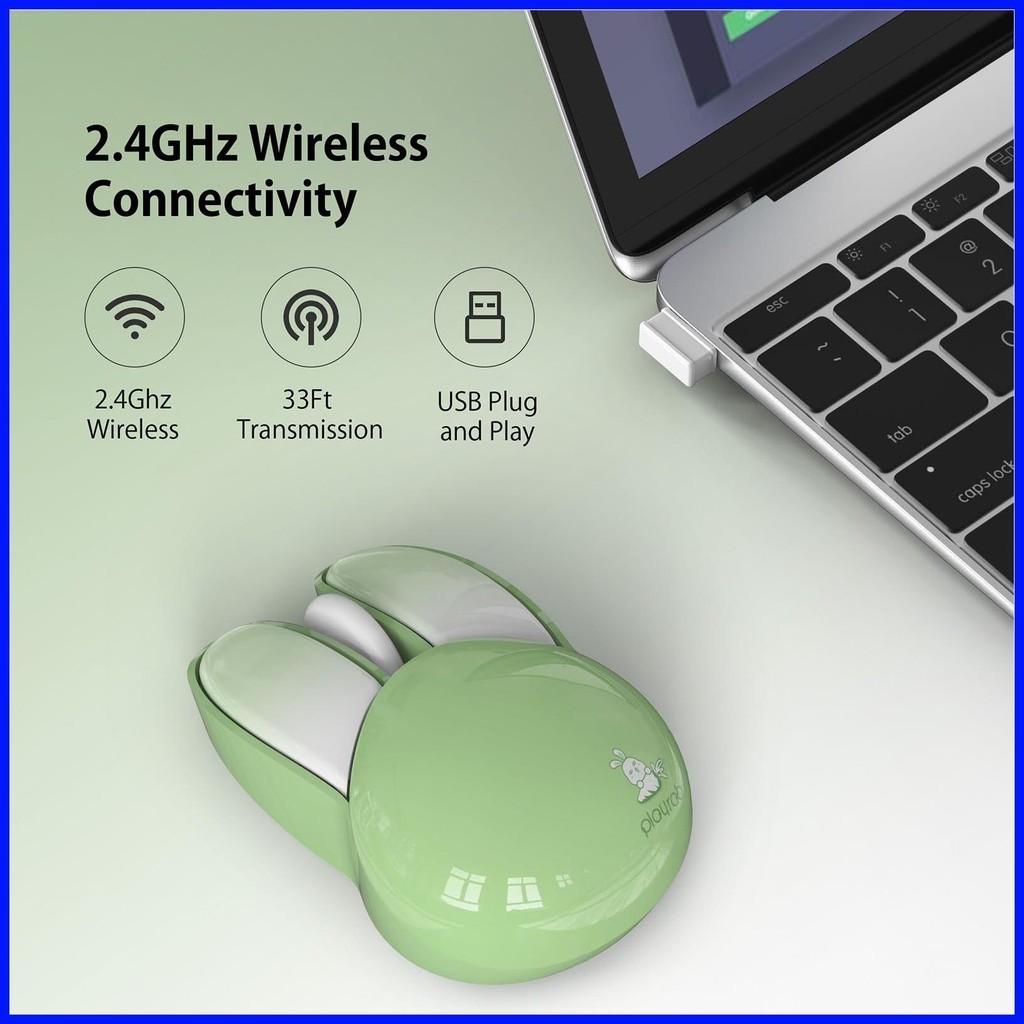 Cute Bunny Wireless Mouse Cute Cordless Quiet Animal Mouse 2.4G Battery ...