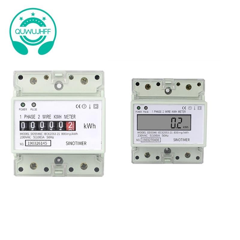 Electric Single Phase Two Wire AC 220V 100A Energy Meter KWh Counter ...